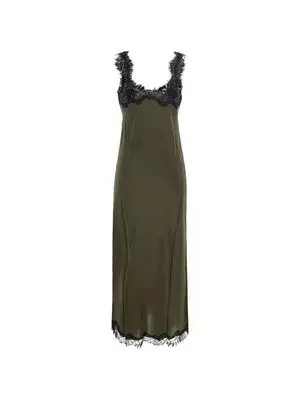 Gold Hawk Harper Lace-trim Silk Maxi Dress