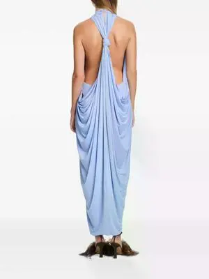 AXEL 113 Thea Knotted-back Halterneck Shift Maxi Dress