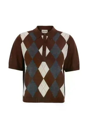 SEMICOUTURE Diana Argyle-pattern Short-sleeve Polo Top