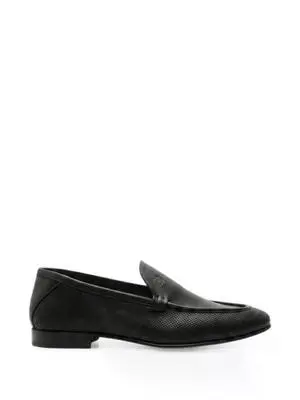 FABI Perforated Leather Loafers - Black
