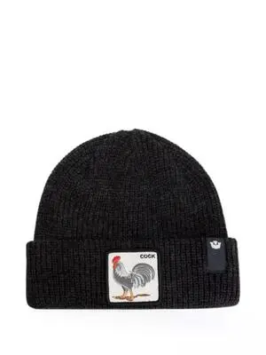 GOORIN BROS Ribbed-knit Patch-detail Beanie Hat - Black