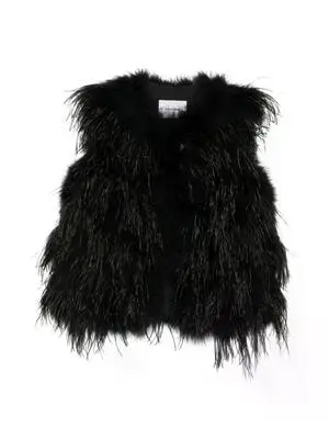 YVES SALOMON Feather-trim Gilet - Black