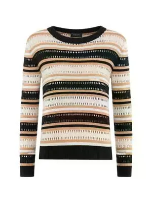 NENETTE Perforated-knit Striped Knit