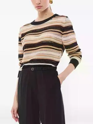 NENETTE Perforated-knit Striped Knit