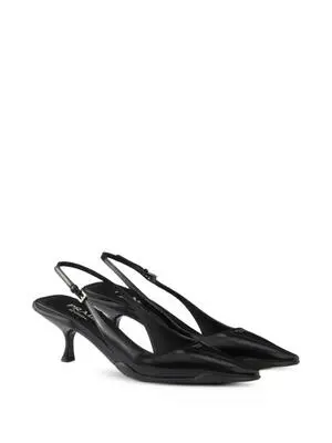 Prada Decollete Brushed Leather Slingback Pumps