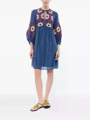 NENETTE Embroidered Balloon-sleeve Mini Dress