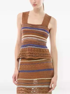 NENETTE Crochet-knit Peplum Top