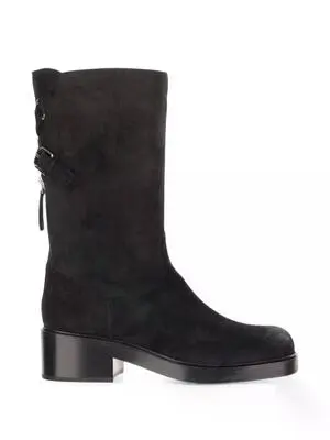 Sartore Buckle-detail Suede Ankle Boots - Black