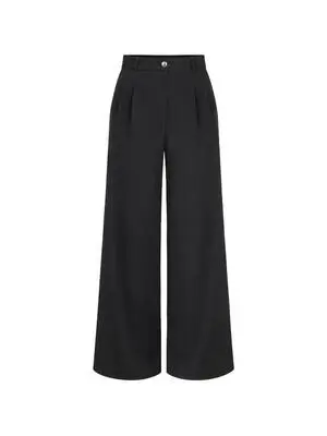 Guess Pleated Wide-leg Crepon Pants - Black