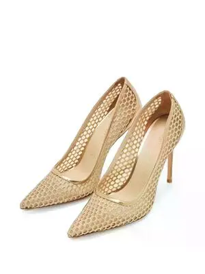 STUART WEITZMAN Metallic Mesh-panel Pointed-toe Pumps