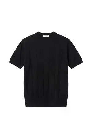 KANGRA Ribbed-knit Cotton T-shirt - Black