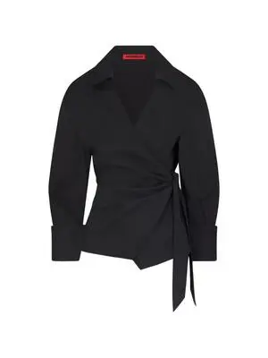 SIMONMILLER Anya Poplin Wrap Blouse