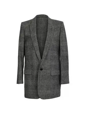 Saint Laurent 2023 Checked Single-breasted Blazer - Grey