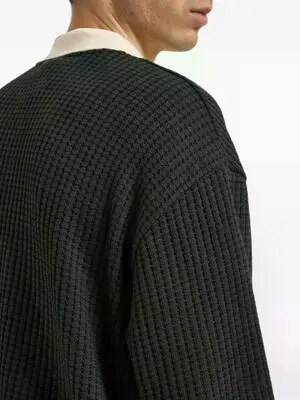 LES DEUX Waffle-knit V-neck Sweater