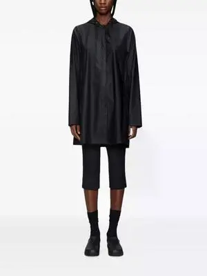 Rains Hooded A-line Coat - Black