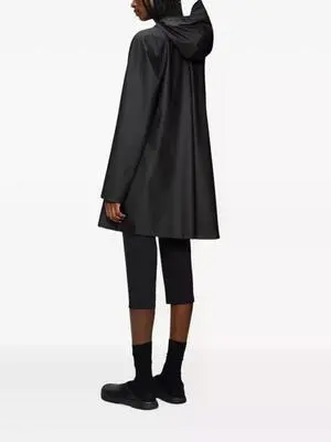 Rains Hooded A-line Coat - Black