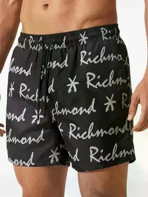 John Richmond Logo-print Drawstring Swim Shorts - Black