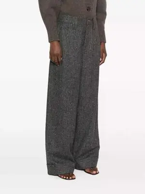 Brunello Cucinelli Wool Flecked Wide-leg Trousers