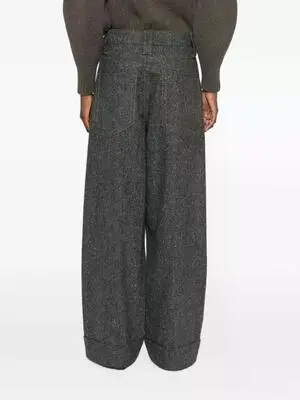 Brunello Cucinelli Wool Flecked Wide-leg Trousers