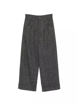 Brunello Cucinelli Wool Flecked Wide-leg Trousers - Grey