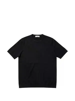 KANGRA Fine-knit Short-sleeve T-shirt - Black