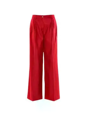 NENETTE Pleated Wide-leg Trousers - Red