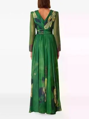 Charo Ruiz Ibiza Floral-print Pleated Maxi Dress - Green