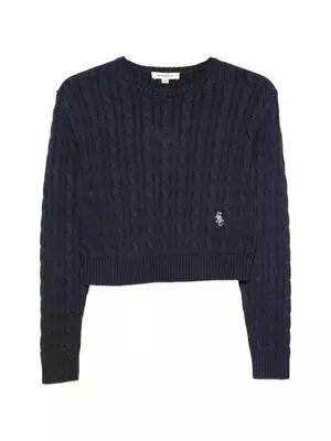 SPORTY & RICH Isao Cable-knit Logo-embroidered Sweater