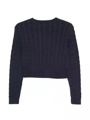 SPORTY & RICH Isao Cable-knit Logo-embroidered Sweater