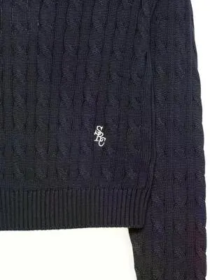 SPORTY & RICH Isao Cable-knit Logo-embroidered Sweater