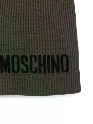 Moschino Logo-intarsia Ribbed Scarf - Green