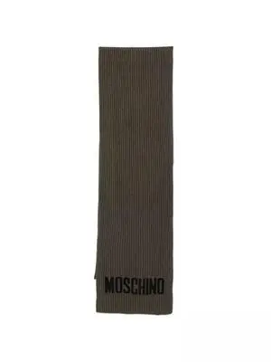 Moschino Logo-intarsia Ribbed Scarf - Green