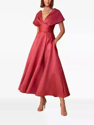 Charo Ruiz Ibiza Pleated-bodice V-neck Midi Dress