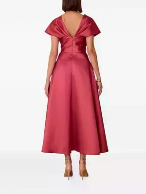 Charo Ruiz Ibiza Pleated-bodice V-neck Midi Dress