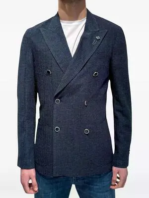 LARDINI Double-breasted Slub-texture Blazer