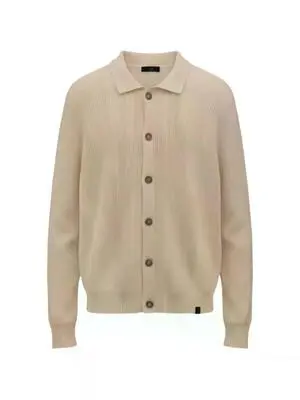 FAY Ribbed-knit Button-up Sweater - Neutrals
