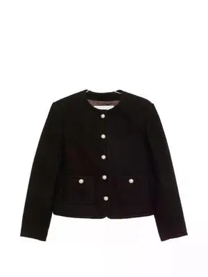 DUNST Button-up Collarless Jacket - Brown