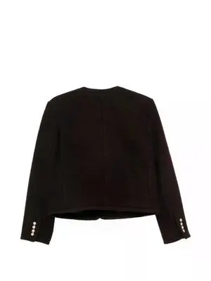 DUNST Collarless Wool Jacket - Brown