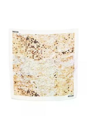 Moschino Sequin-print Silk Scarf - Neutrals