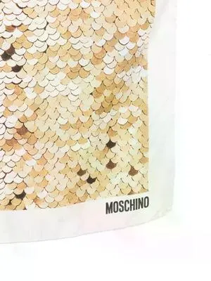 Moschino Sequin-print Silk Scarf - Neutrals