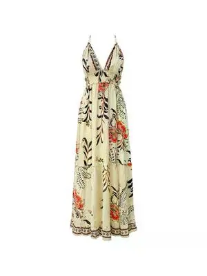 PAHIESA FORMENTERA Floral-print Tiered Maxi Dress
