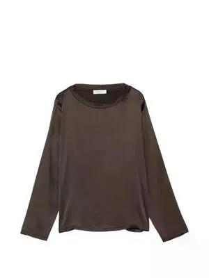 DANIELE FIESOLI Satin-finish Long-sleeve T-shirt - Brown