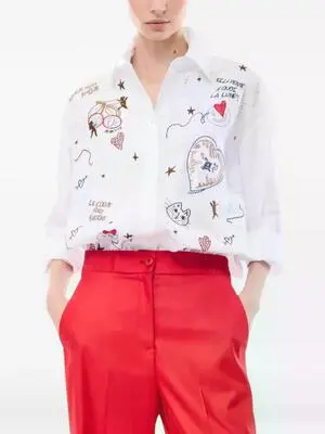 NENETTE Fanny Embroidered Oversized Shirt - White