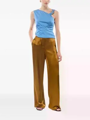 NENETTE Crinkle-satin Wide-leg Trousers - Yellow