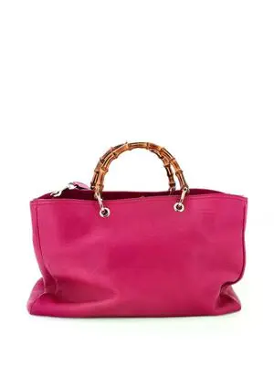 Gucci Bamboo Shopper Leather Large Tote Bag - Pink