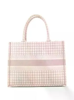 Dior Book Houndstooth Canvas Medium Tote Bag