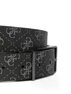 Guess Monogram-print Belt And Keyring Set