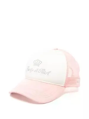 SPORTY & RICH Crystal-embellished Trucker Cap - Pink