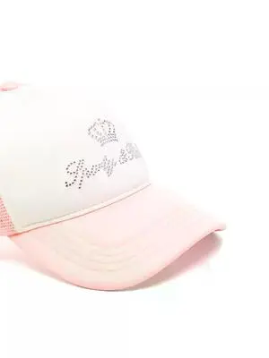 SPORTY & RICH Crystal-embellished Trucker Cap