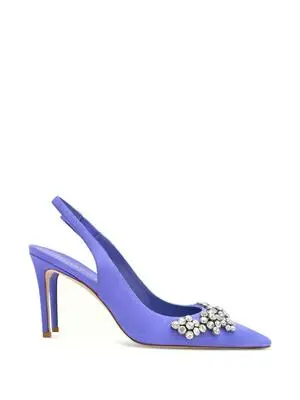 STUART WEITZMAN Crystal Fleur Slingback Pumps - Blue